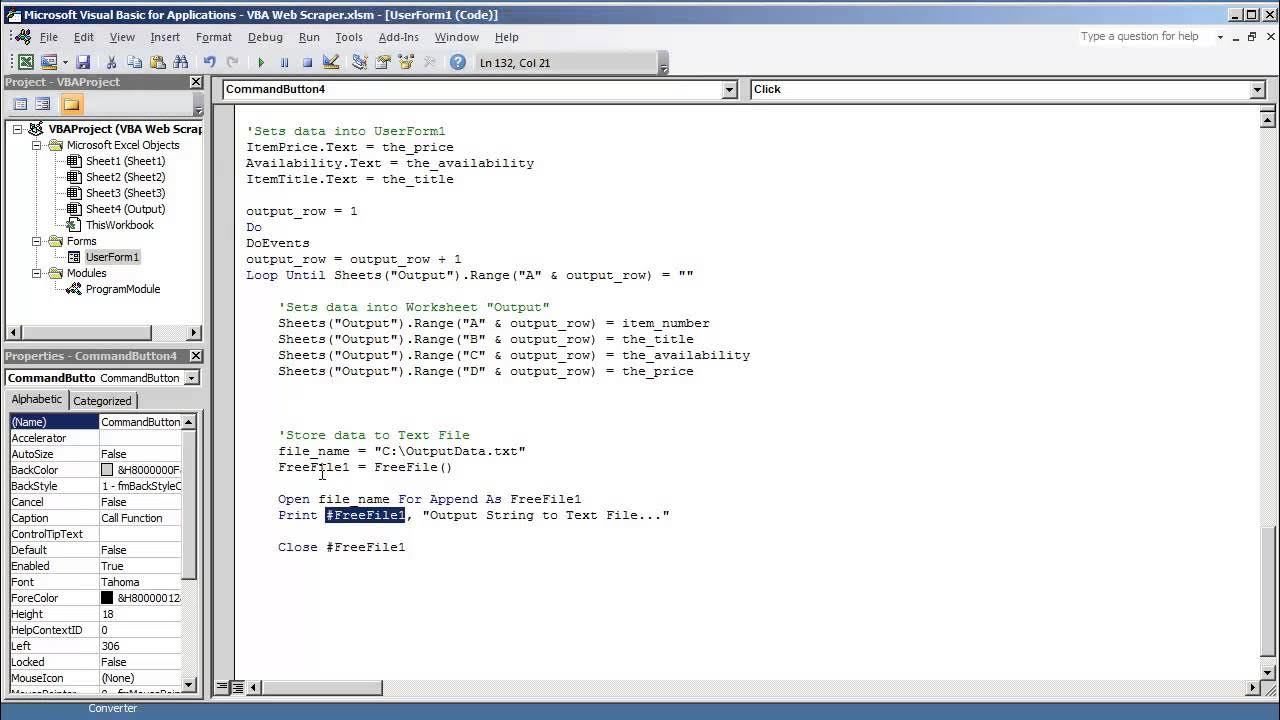 Web Scraper VBA Application1.22-Storing Data to a Text File - YouTube