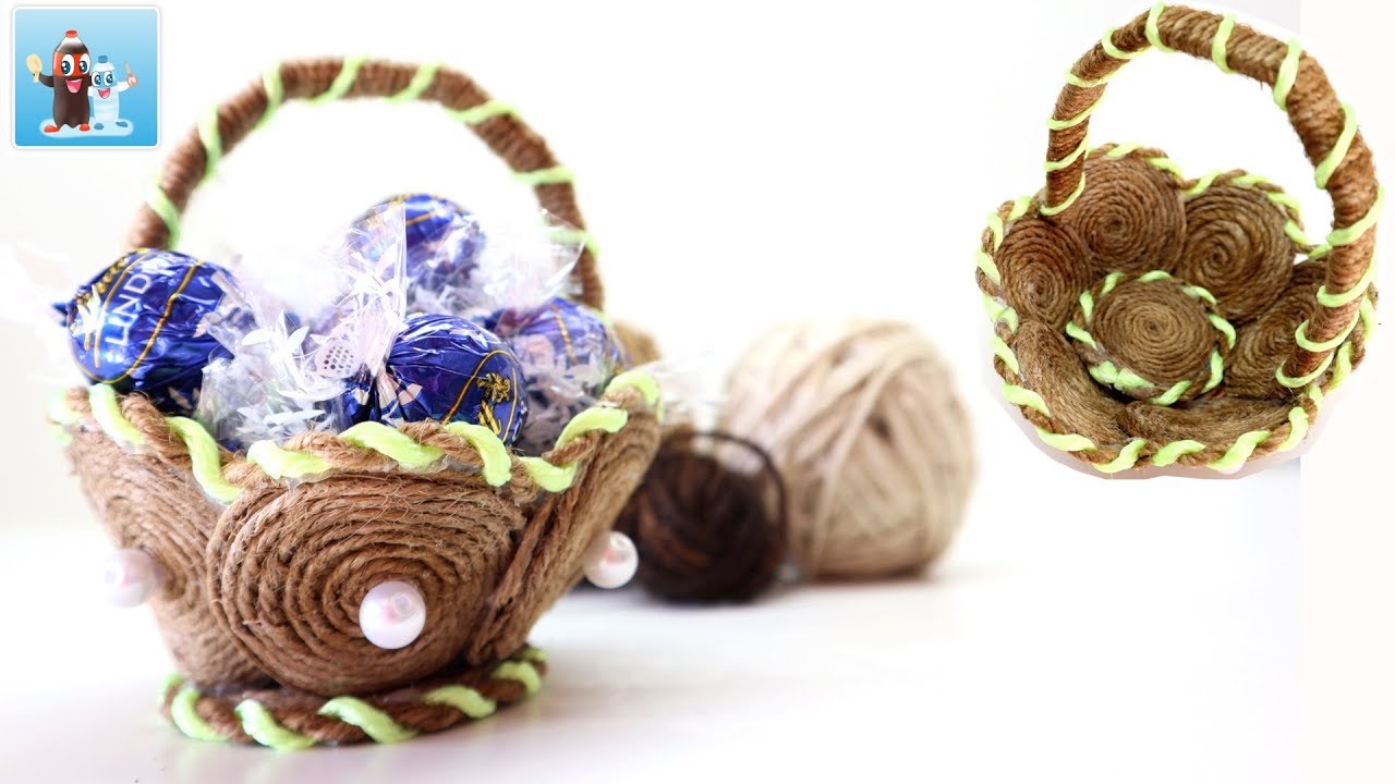 Handmade Basket DIY Ideas from Jute Twine Rope Art and Craft - YouTube