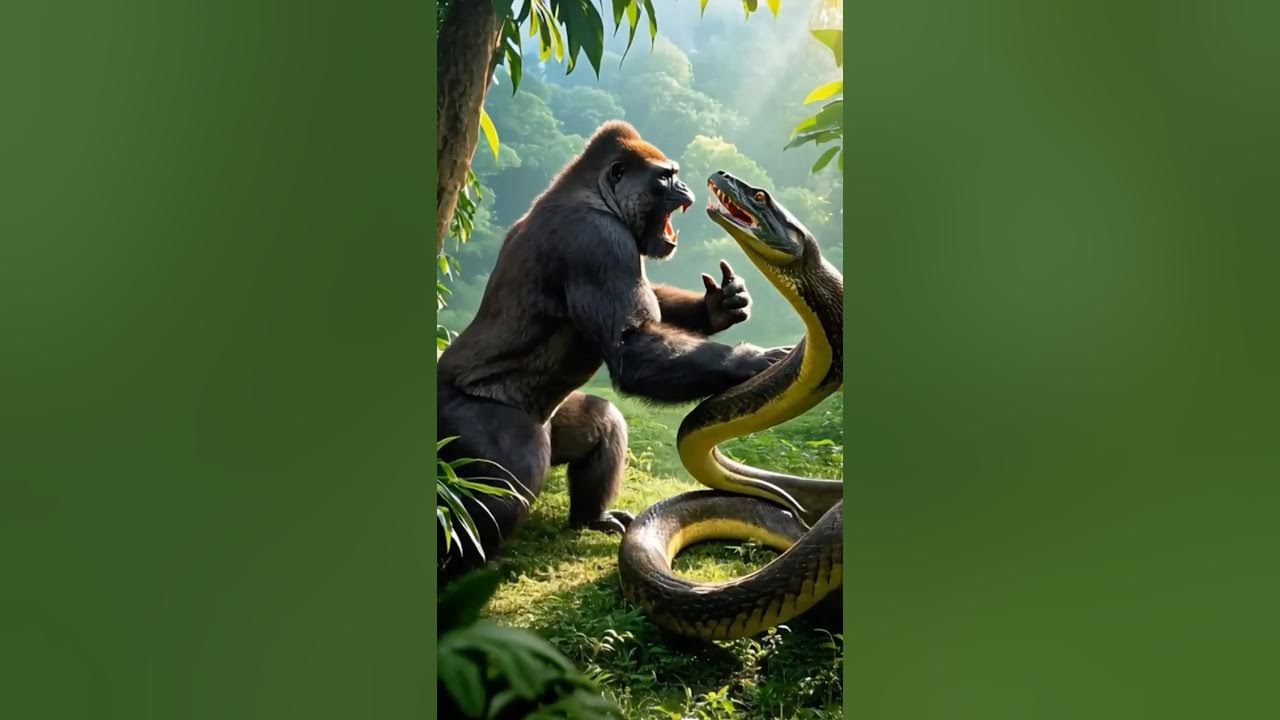 Gorilla vs. Python: The Clash of Titans#zoon#Wild animal#Animal wars# ...