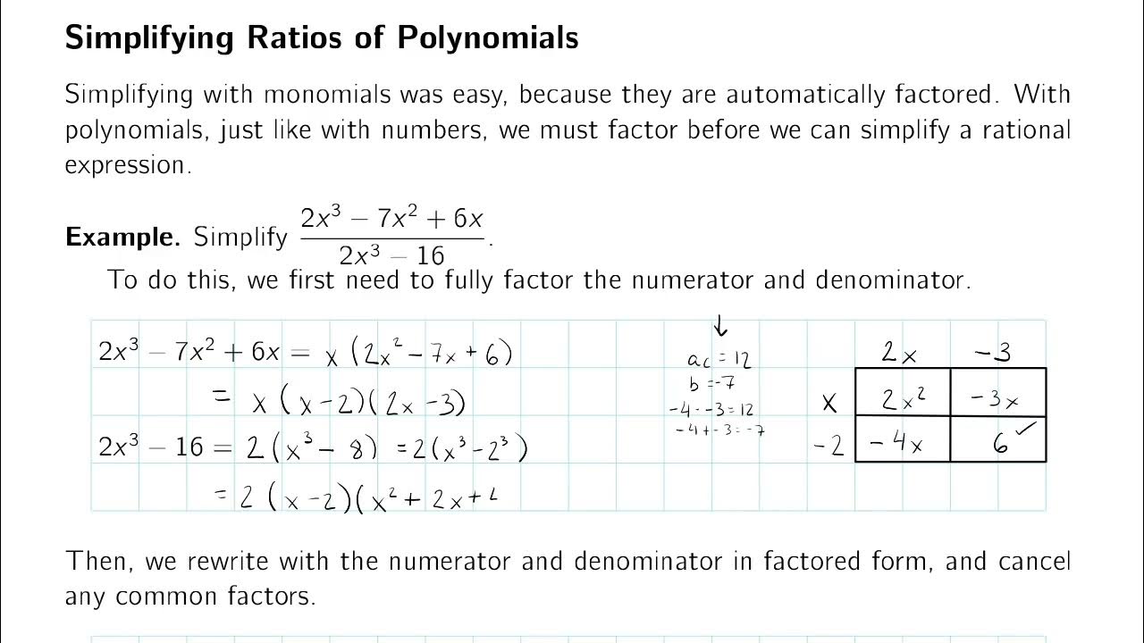 Simplifying Ratios of Polynomials - YouTube