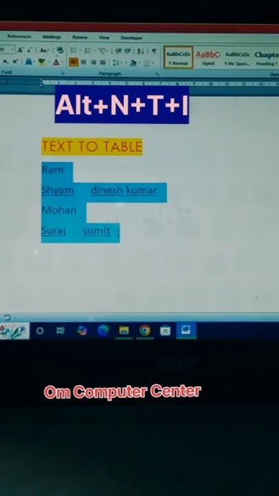 Text to Table Convert in Ms word#excel #msword #msword2010 # ...