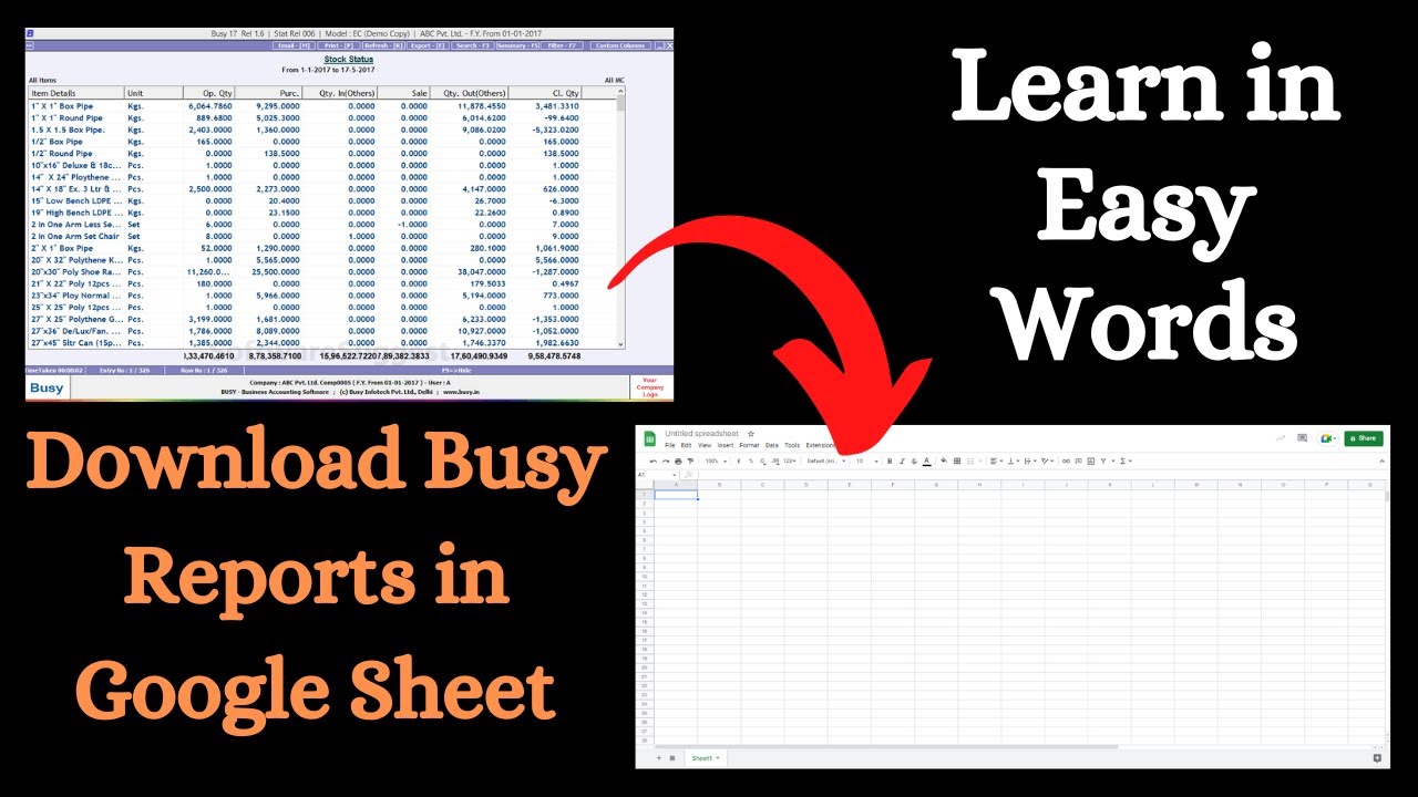 How to Export Busy Accounting Software Reports in Google Sheets in just ...