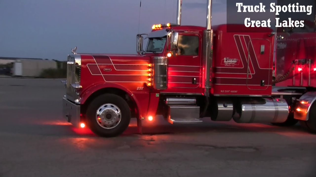 Vary Nice Red Peterbilt Truck Pulling In For Fuel - YouTube