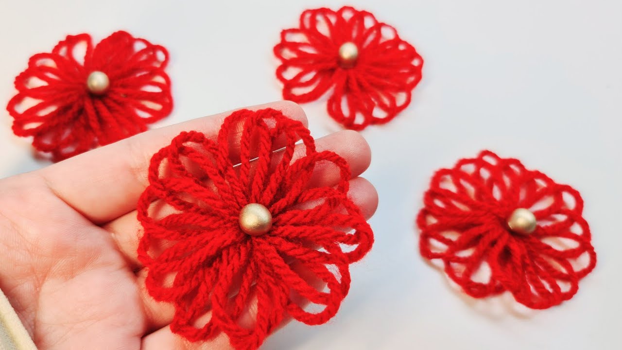 Super Easy 👌 Flower Making Trick with wool! - YouTube