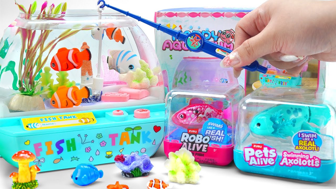 Satisfying Unboxing Robo Alive Fish Tank Aquarium Playset ASMR - YouTube