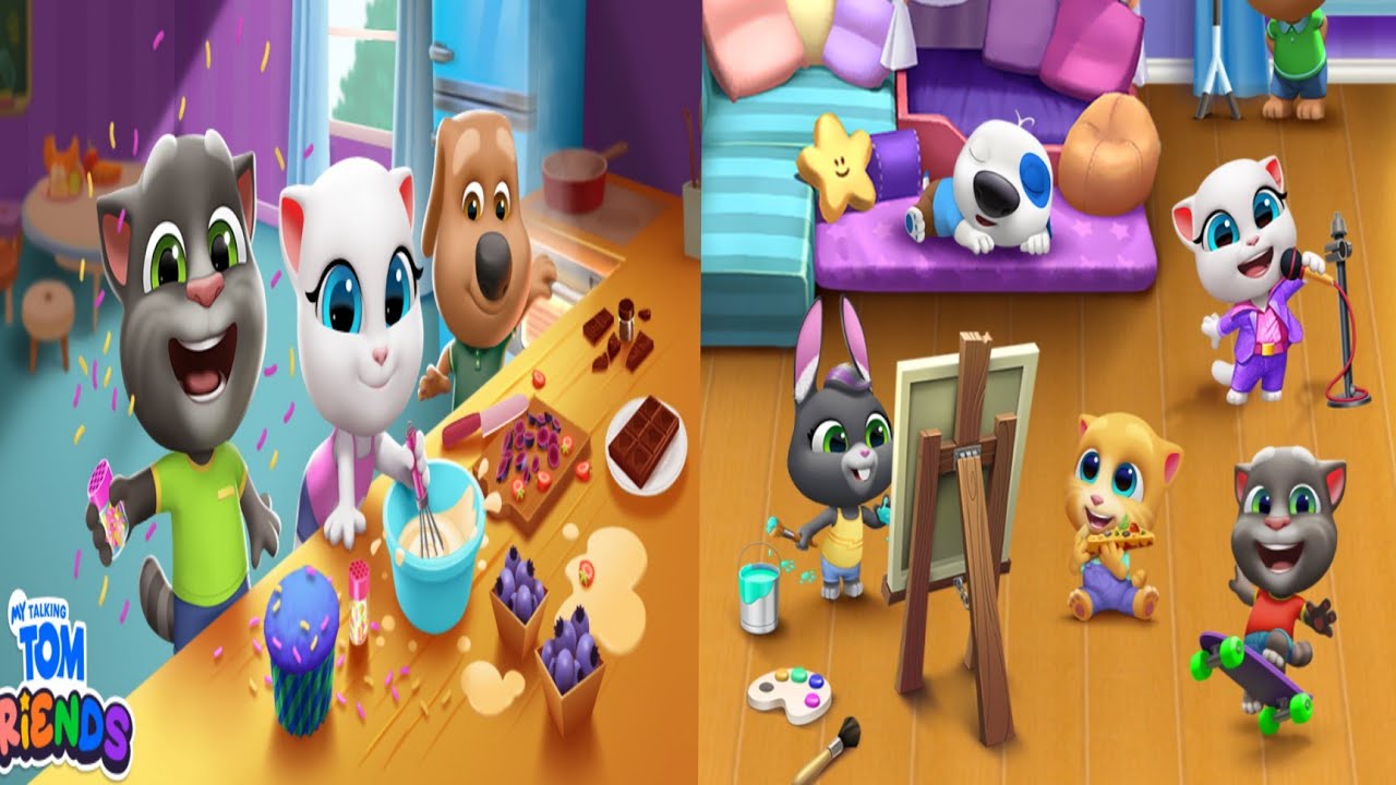 My Talking Tom 2 Funny cat vs My Baby Talking Tom friends all friends ...