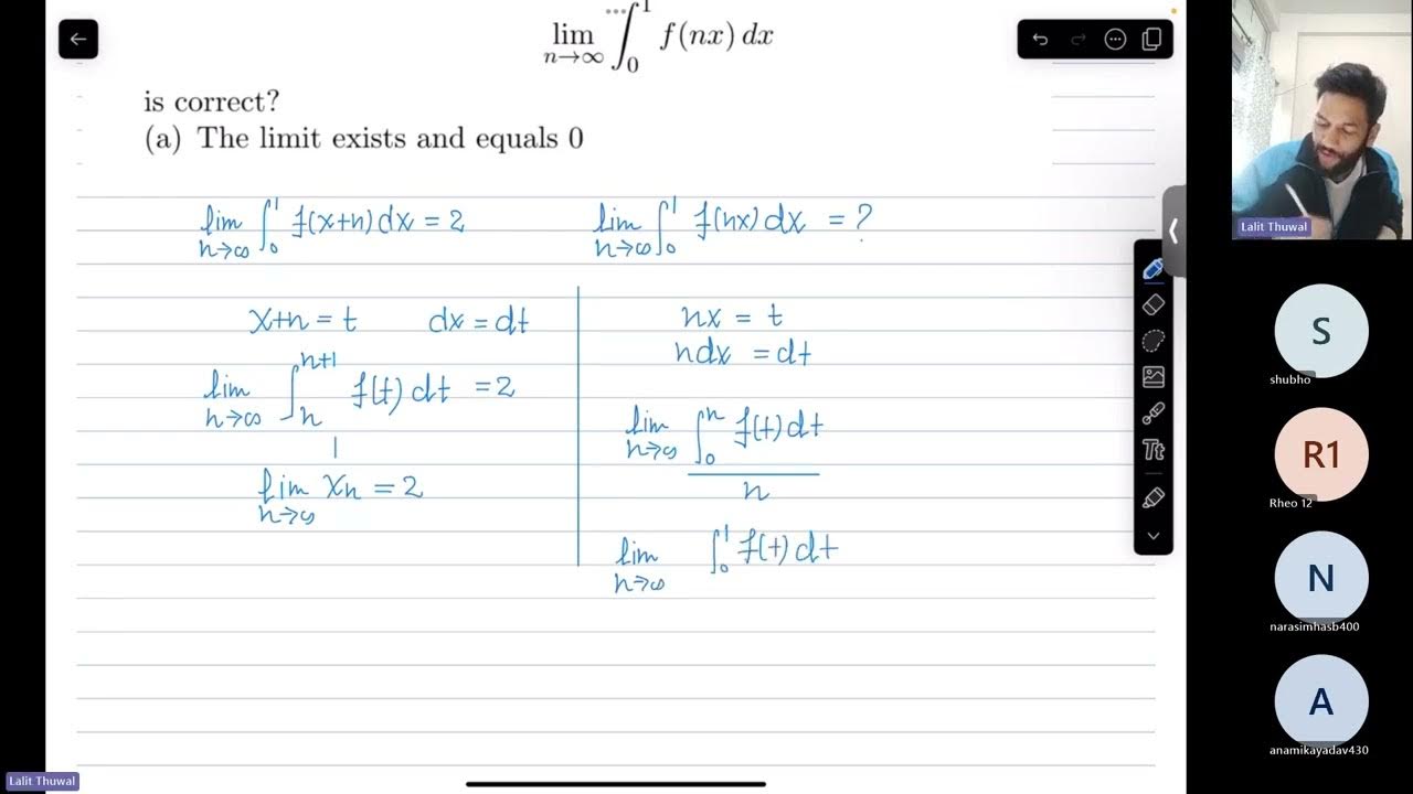 TIFR 2024 Mathematics Part A Question 5 | Integrals and Limit Calculations - YouTube