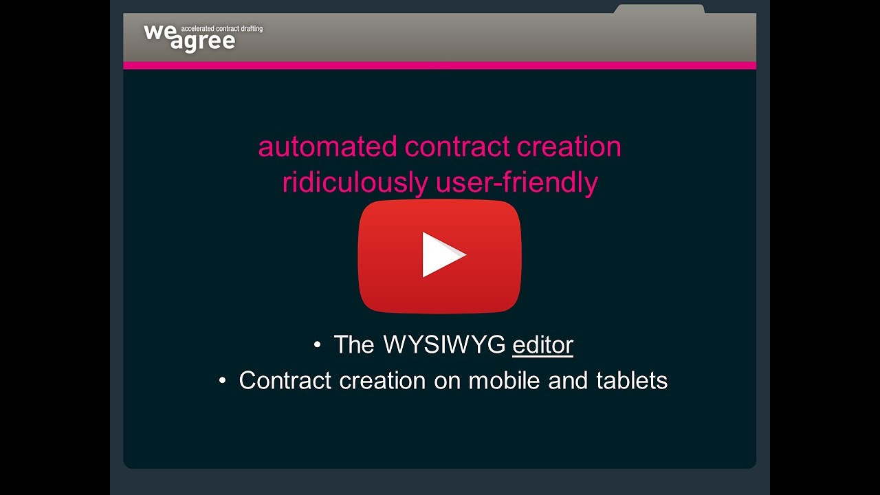 Contract automation software, launching Weagree's WYSIWYG-contract editor - YouTube