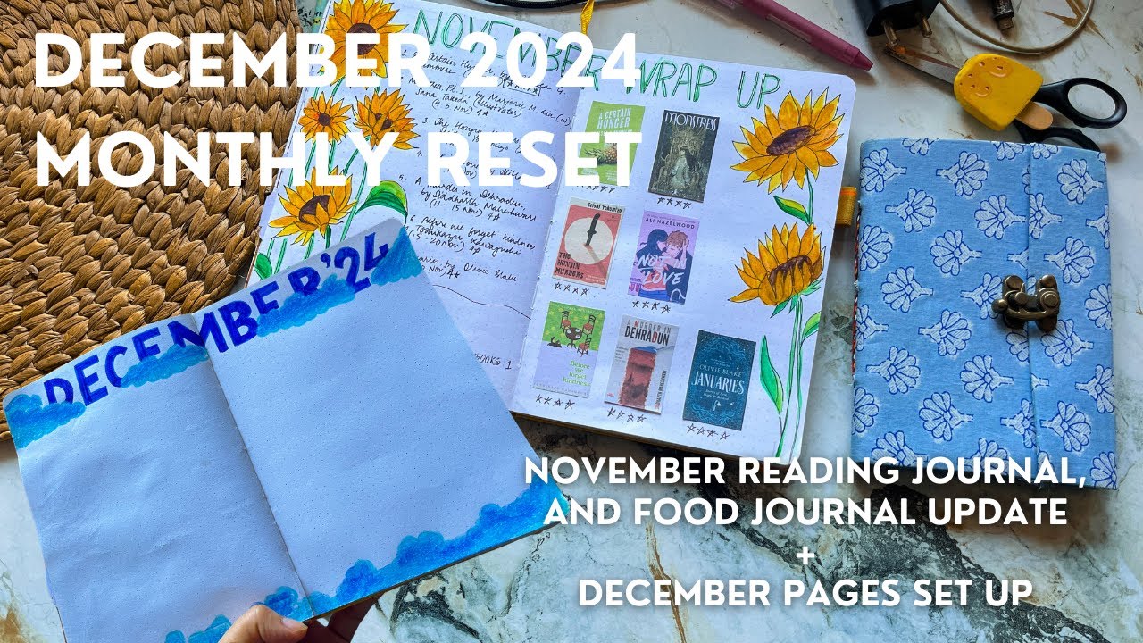 DECEMBER MONTHLY RESET | reading journal setup + updating nov 🍂🌷🥂 ft ...