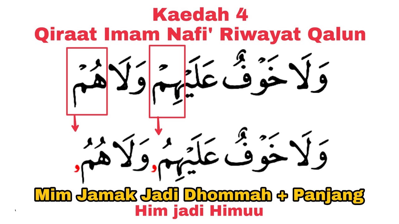 Him jadi Himu, Mim Sukun Jadi Dhommah, Cara Baca Mim Jamak Qiraat Imam ...