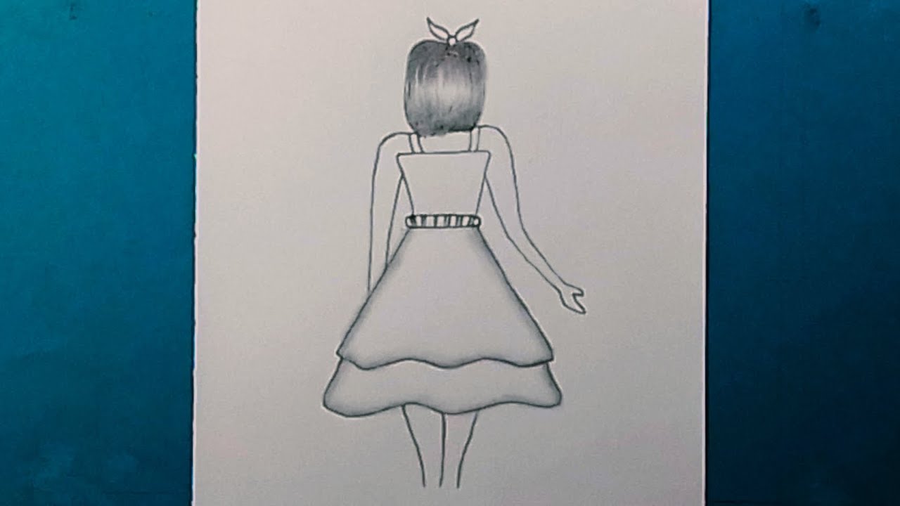 How to draw Girl wearing short Dress / Easy Girl Drawing - YouTube