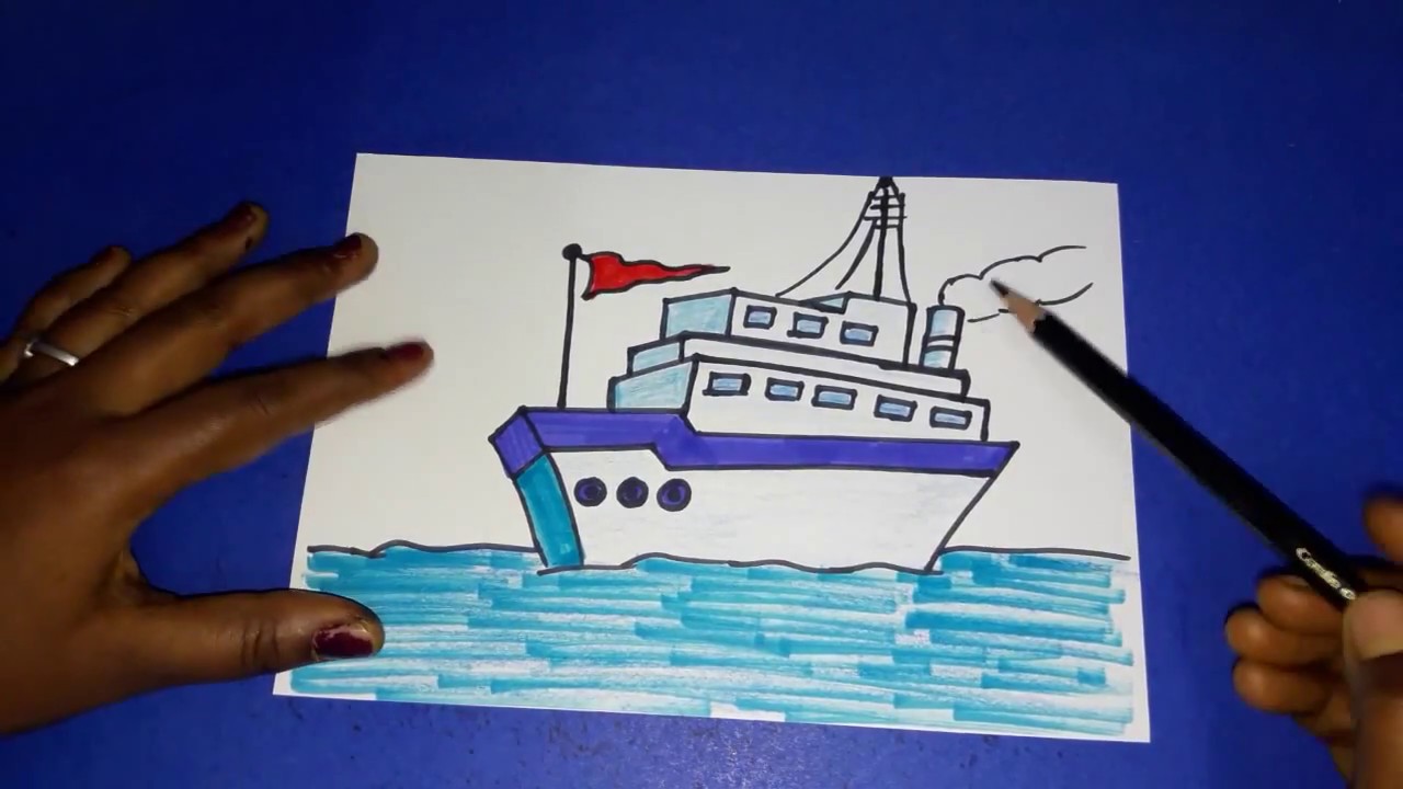 How to draw a ship step by step for kids - YouTube