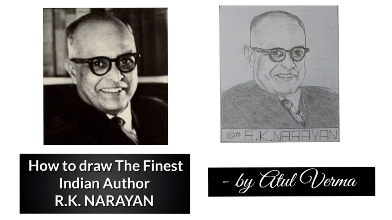 How to draw The Finest Indian Author R.K.Narayan || easy tutorial ...