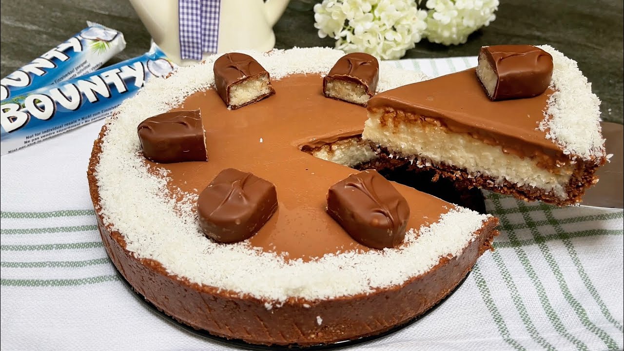 Bounty Cake Recipe Without Baking | No-Bake Coconut Chocolate Cake ...