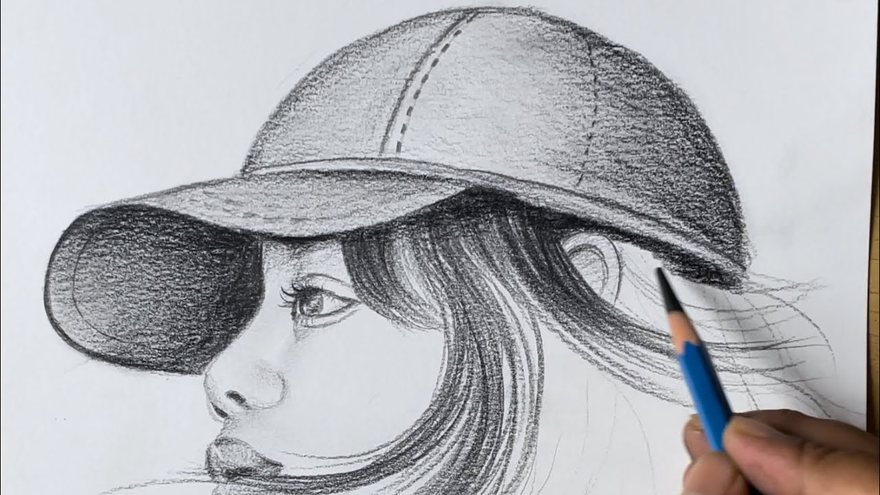 How to draw a girl wearing a cap - YouTube