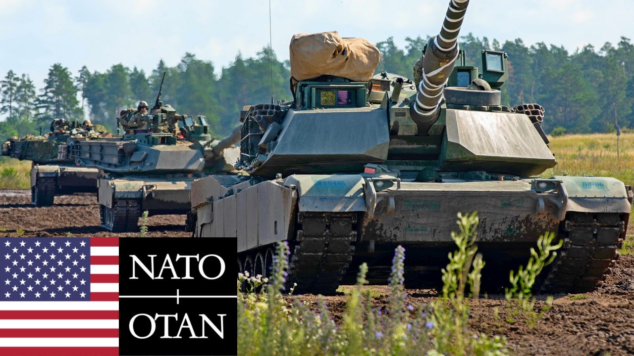 U.S. Army, NATO. M1A2 Abrams tanks during military exercises in Poland ...