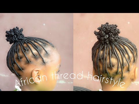 African Threading hairstyle made with rubber thread - YouTube