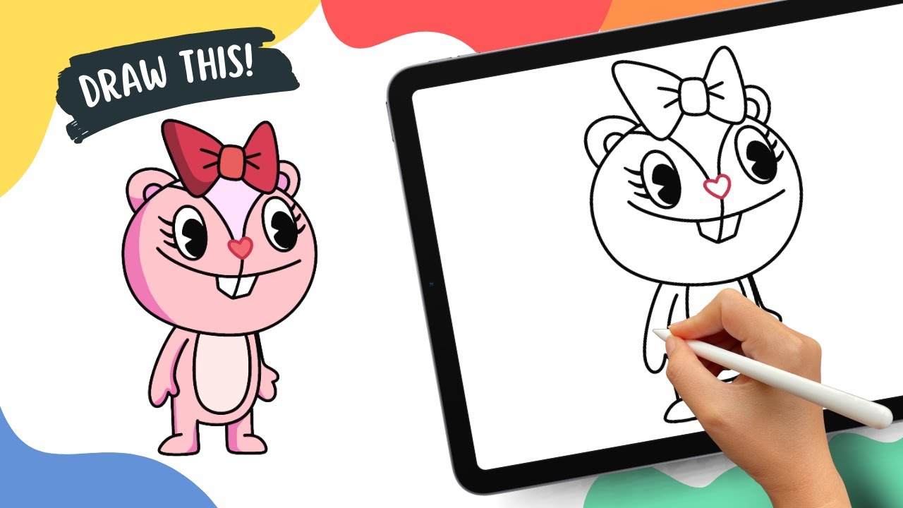 Giggles | Happy Tree Friends Cartoon Drawing - YouTube