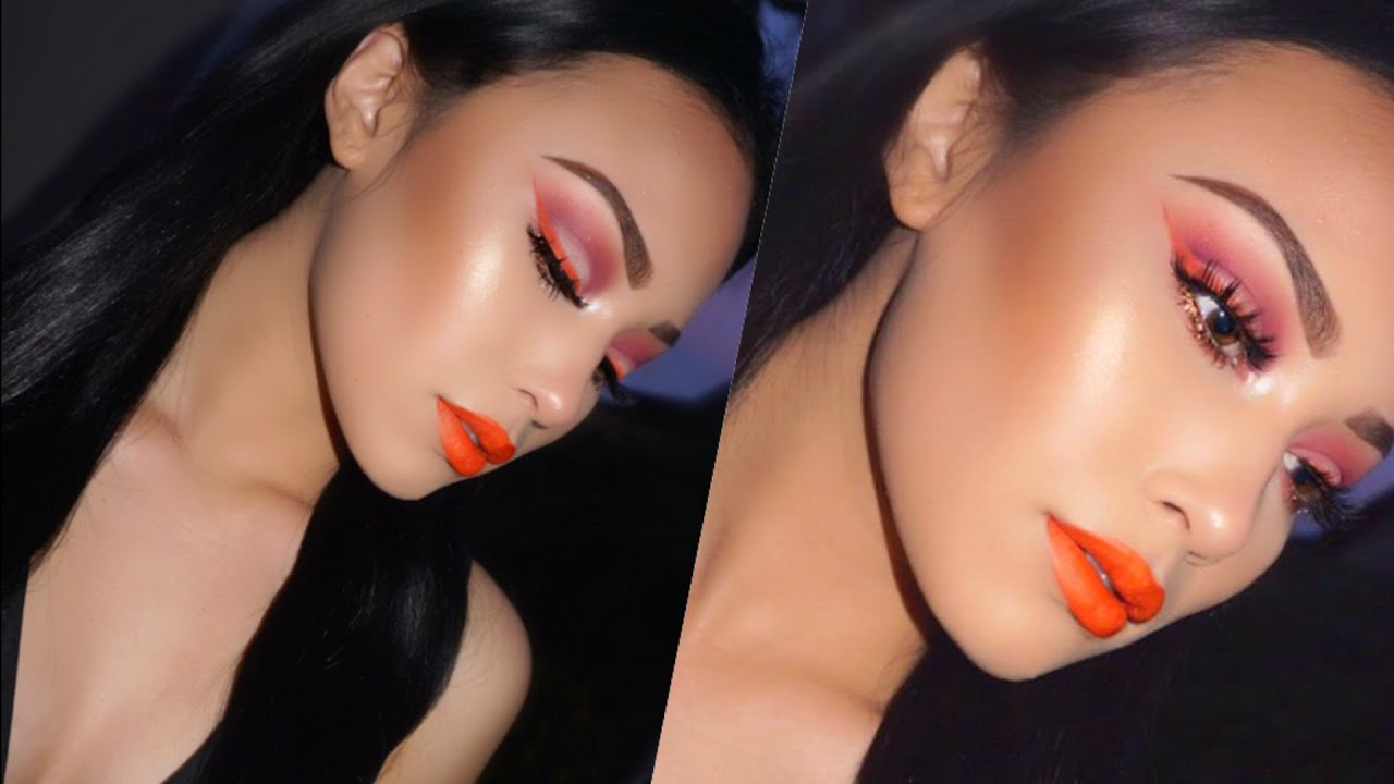 Orange liner & Copper Glitter Tutorial - YouTube
