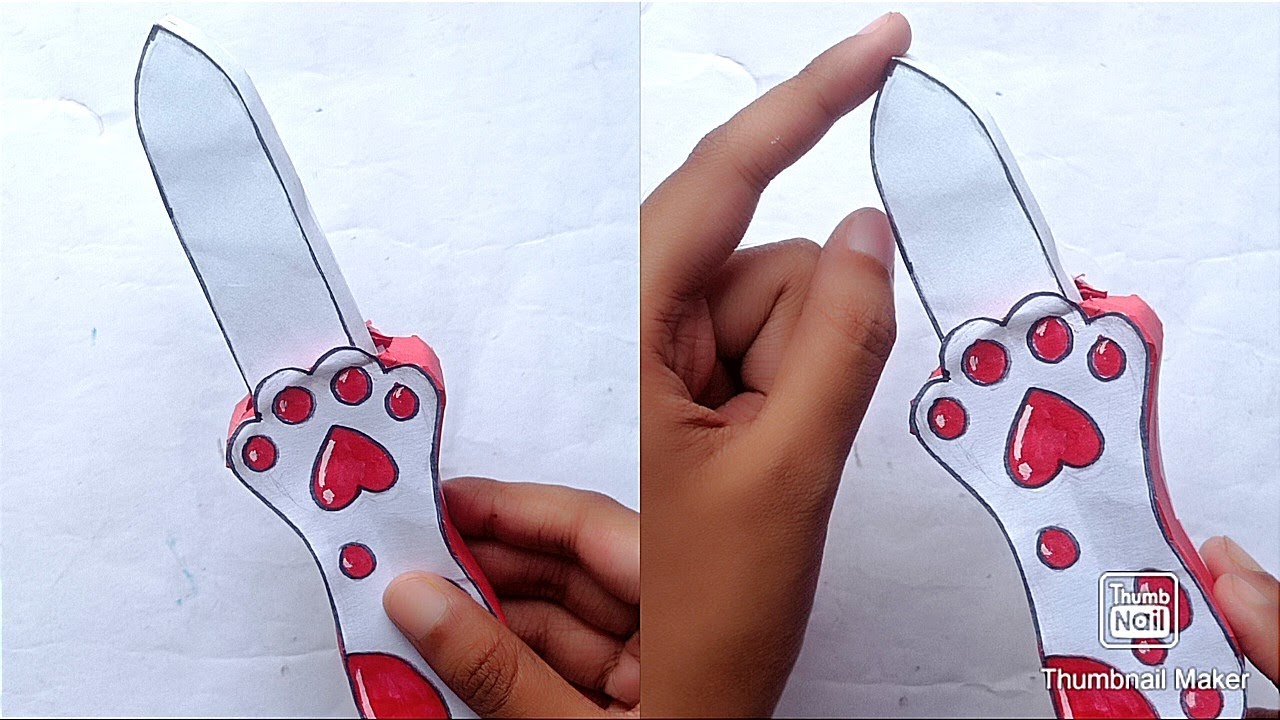 PAPER KITTY KNIFE POP IT | How to make diy kitty knife pop it | mini ...