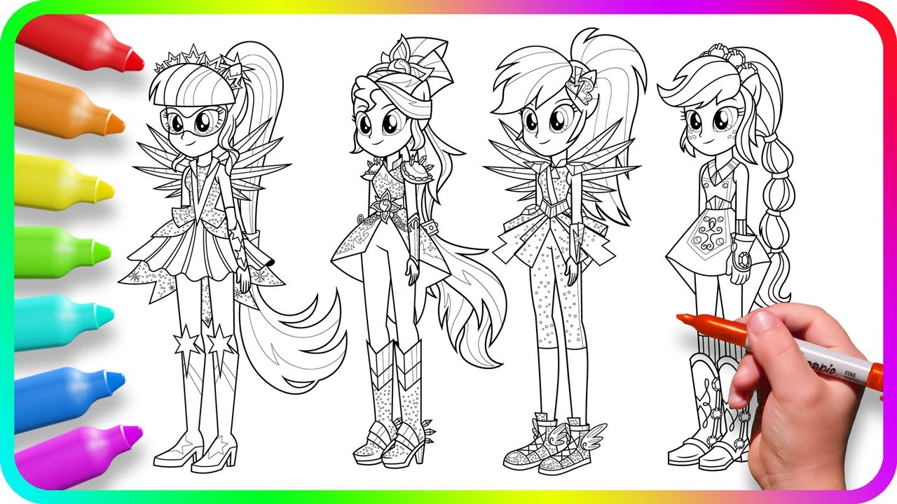 Coloring Pages EQUESTRIA GIRLS | How to draw My Little Pony Girls | Easy Drawing Tutorial Art ...