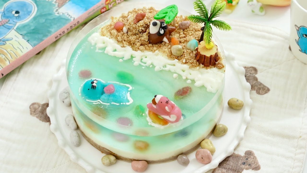 보노보노 젤리 케이크 만들기 : Bono Bono Jelly cake Decorating for summer - YouTube