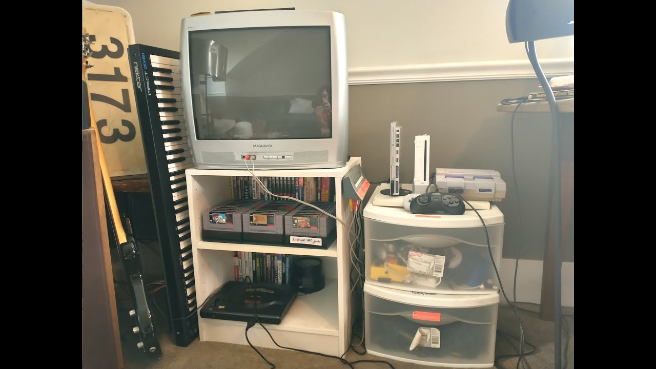 retro gaming set-up in the corner of a room - YouTube