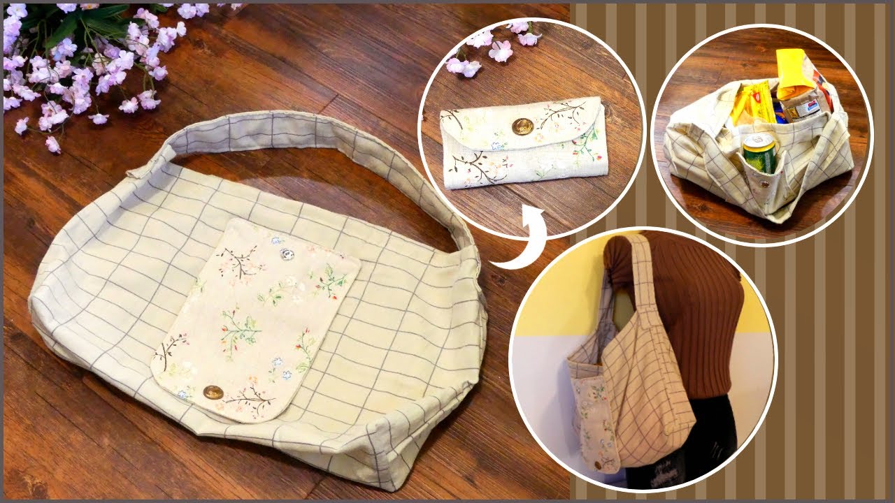 DIY Shopping Bag| Single Strap Foldable Shopping/ Market Bag with ...