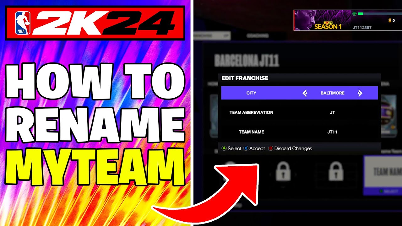 NBA 2k24 - How to Rename Team in MyTeam - YouTube