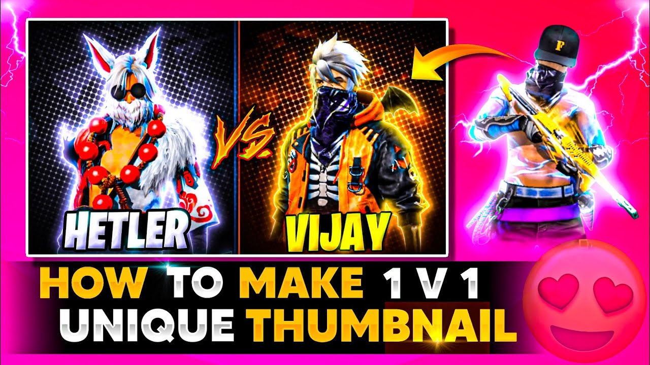 🔥how to make 1v1 thumbnail like pagal m10||🧿free fire thumbnails ...