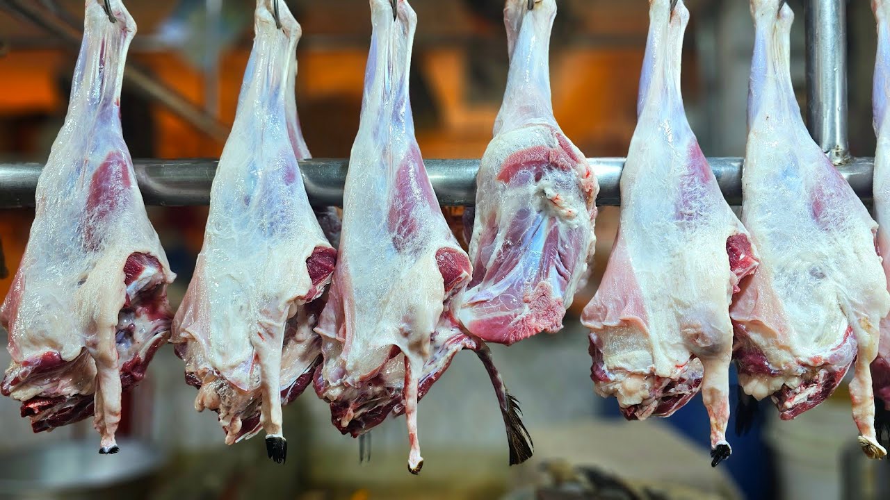 Awesome goat fresh mutton rezala cutting skill in bd meat shop | - YouTube