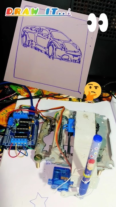 Mini CNC drawing Machine//Arduino Uno//L293D motor driver//servo and stepper motor// Lamborghini ...
