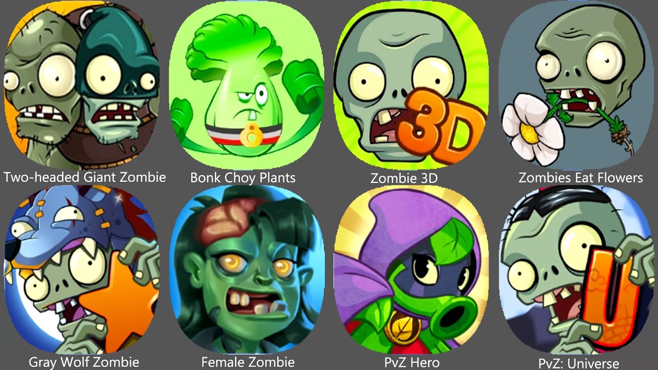 Tow-headed Giant Zombie,Bonk Choy Plants,Zombie 3D,Zombie Eat Flowers ...