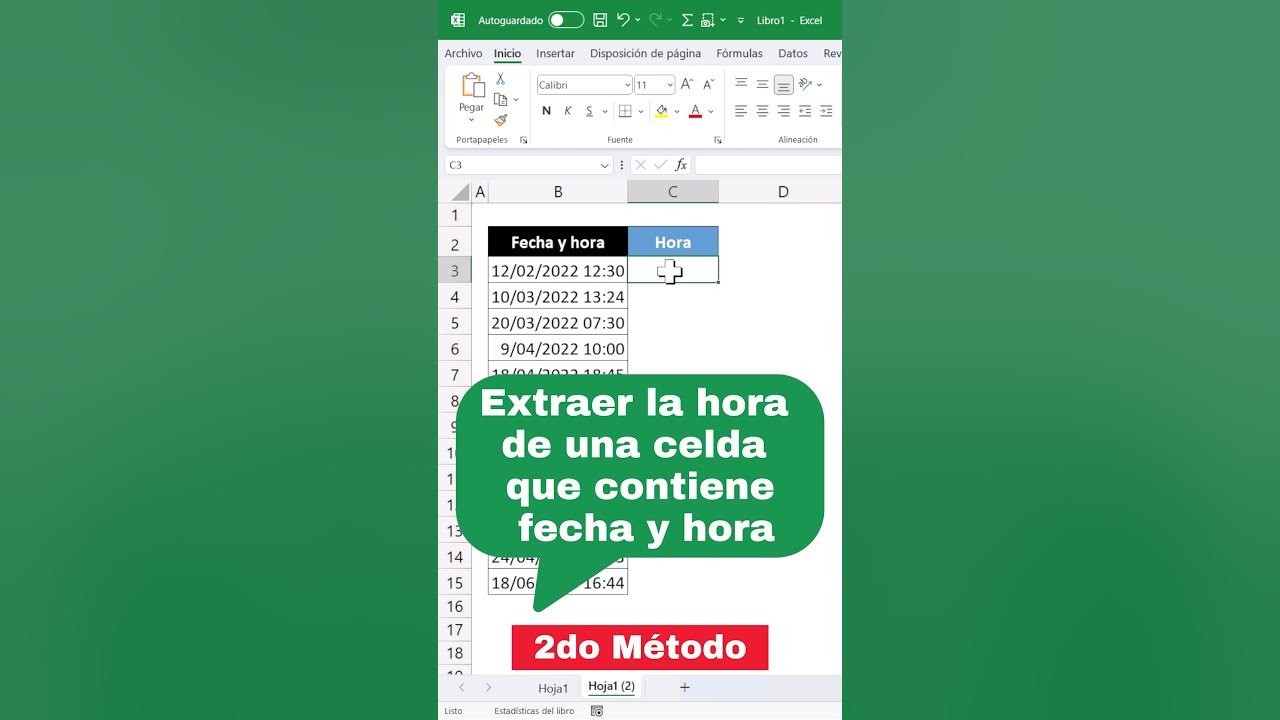 Extraer la HORA de una celda con Fecha y Hora con la Función TEXTO #excel #exceltips - YouTube