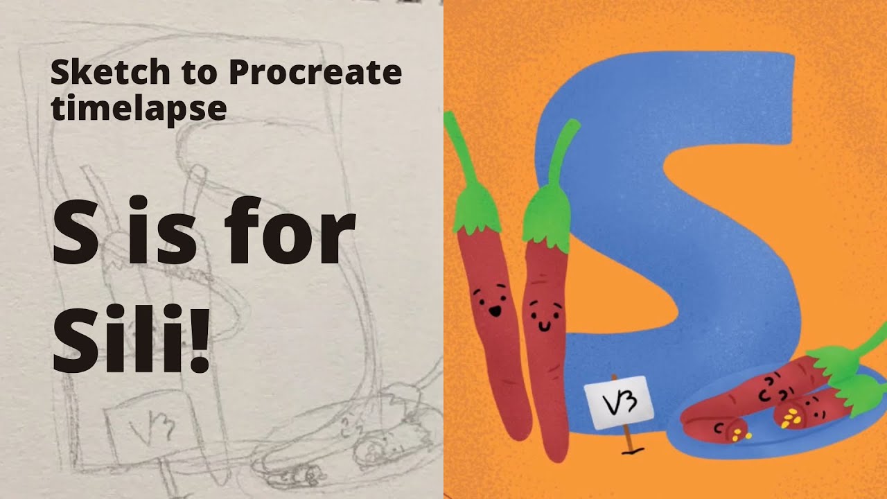 S is for Sili, drawing and digital painting Procreate timelapse - YouTube