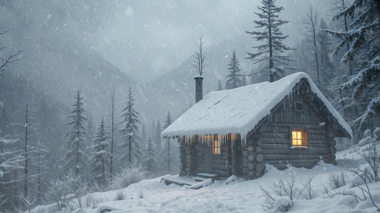 Heavy Snowstorm & Powerful Wind at Night ┇ Soothing Winter Ambience for ...