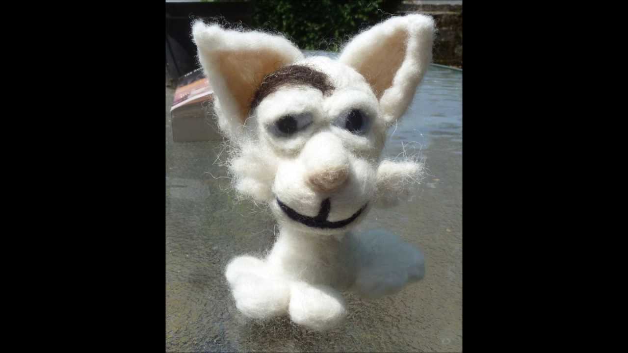 Making a needle felted cat finger puppet (Step two) - YouTube