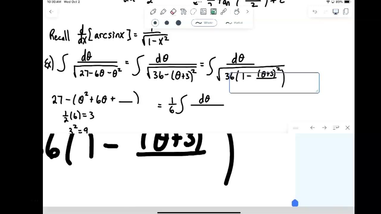 Integration Techniques Completing the Square 2 - YouTube