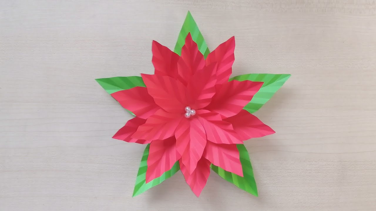 How to make a Poinsettia paper flower - DIY Christmas tree decor idea ...