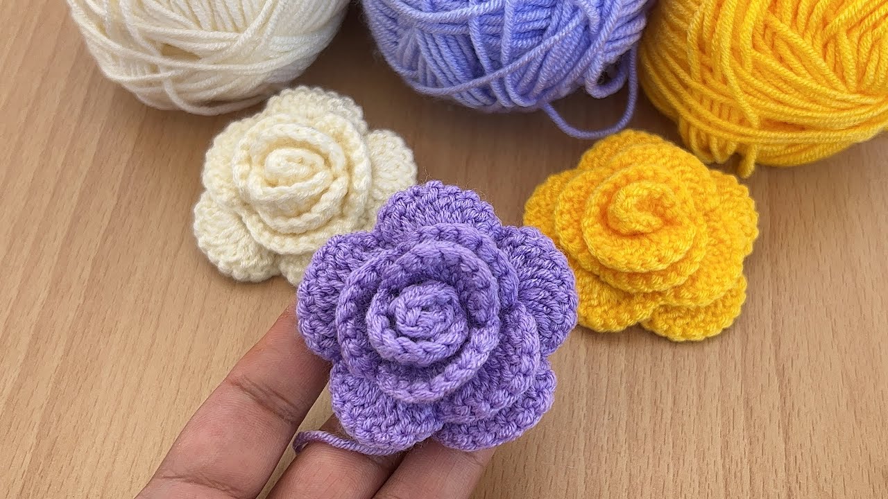 how to make crochet rose / easiest knit rose / multi-purpose rose ...