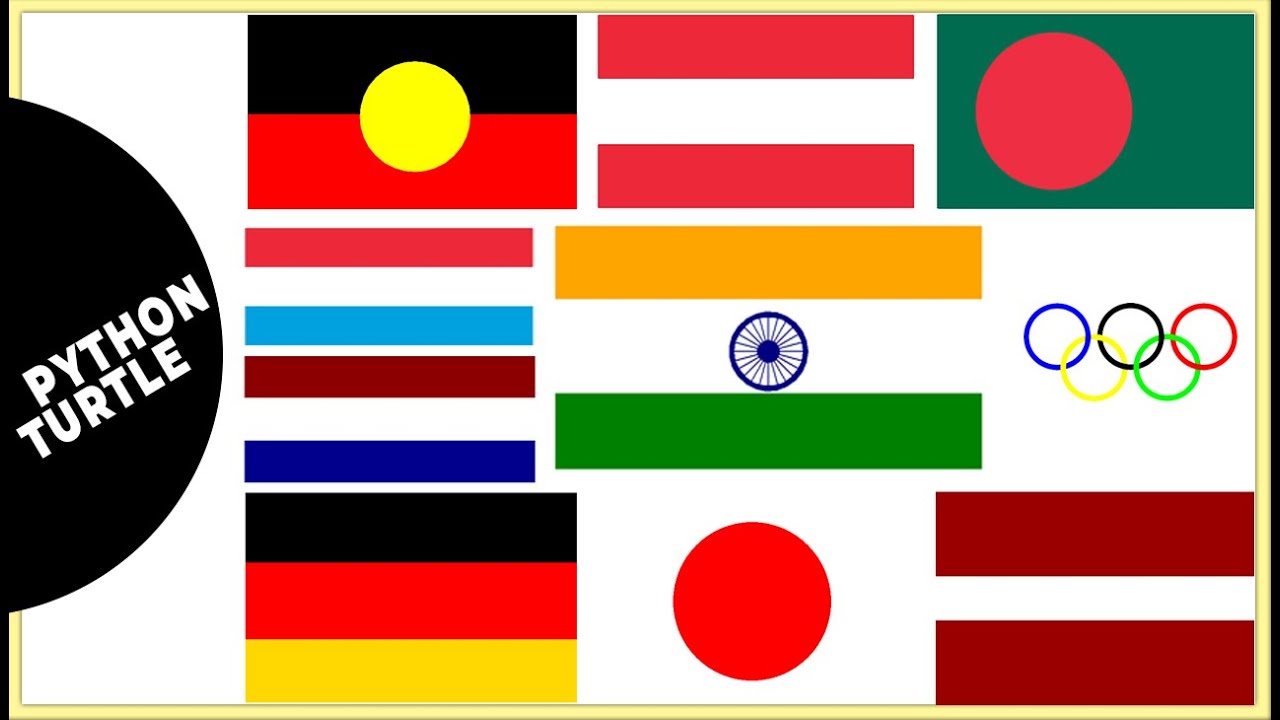 Python Turtle Draw Different Countries Flag In Python Turtle Graphics Olympic Ring By Python Turtle Draw Different Countries Flag In Python Turtle Graphics Olympic Ring By