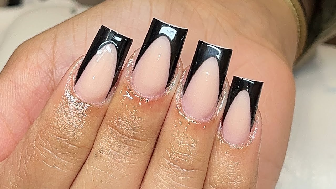 Classic Black French Nails 🖤 | French Nails | Black French Nails ...