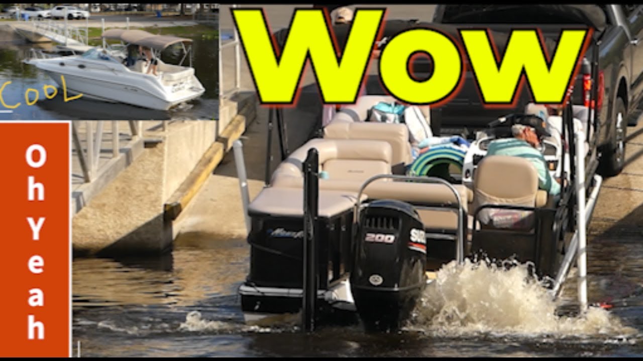 Crazy Day At The Boat Ramp Pontoon trying to load Wow - YouTube