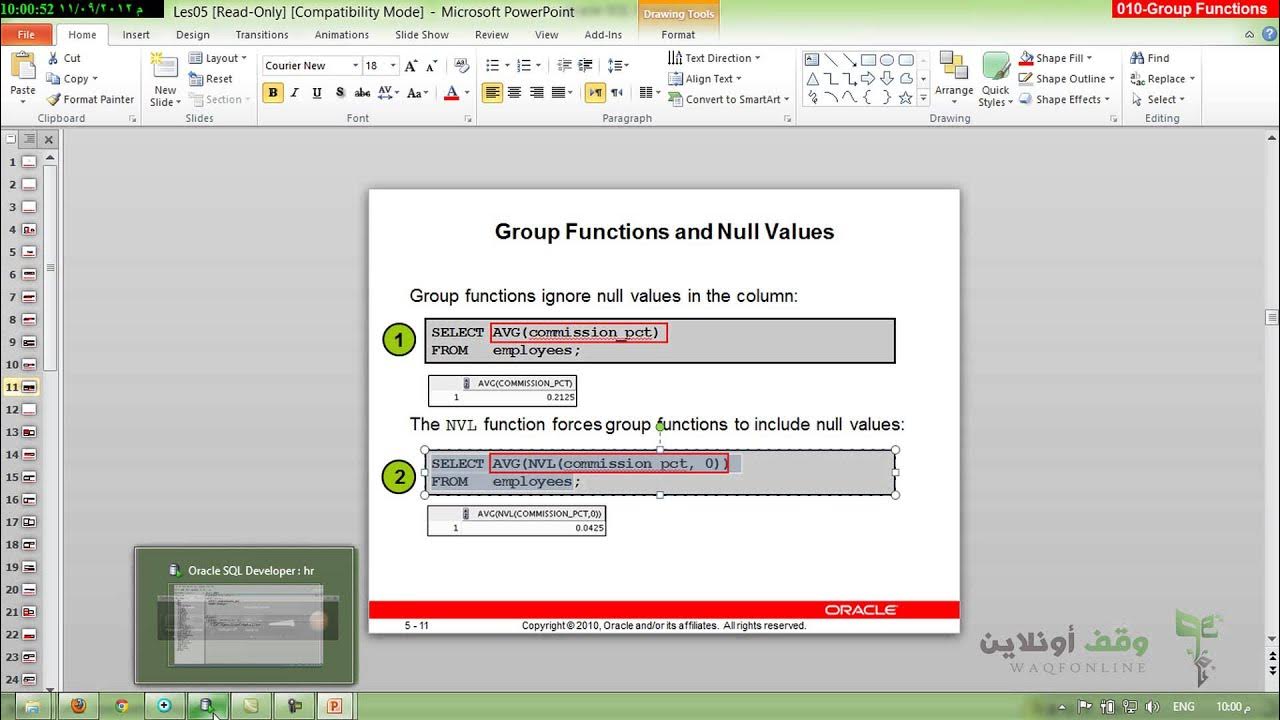 Oracle developer g11- 10- Group Functions - YouTube