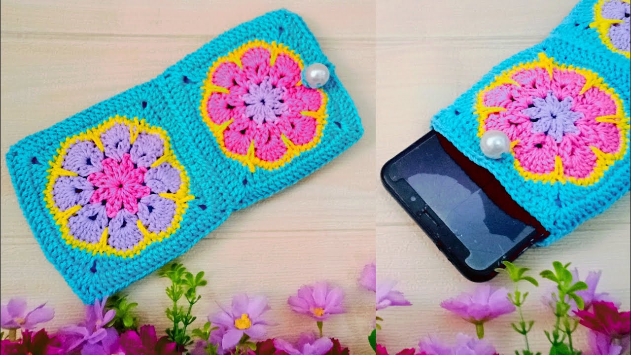 Tutorial Crochet Phone Bag Pattern for Beginners | Granny Square ...