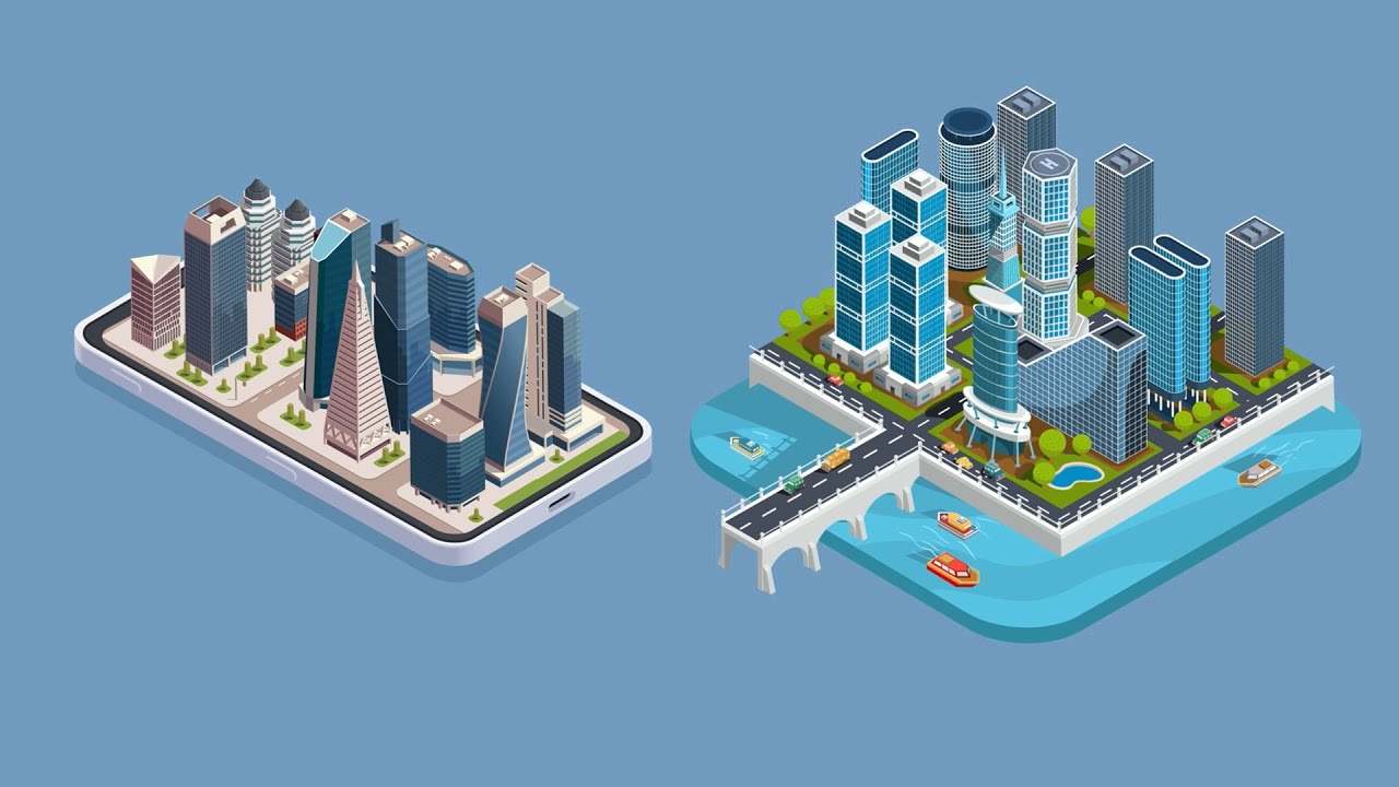 Isometric City Animation - YouTube