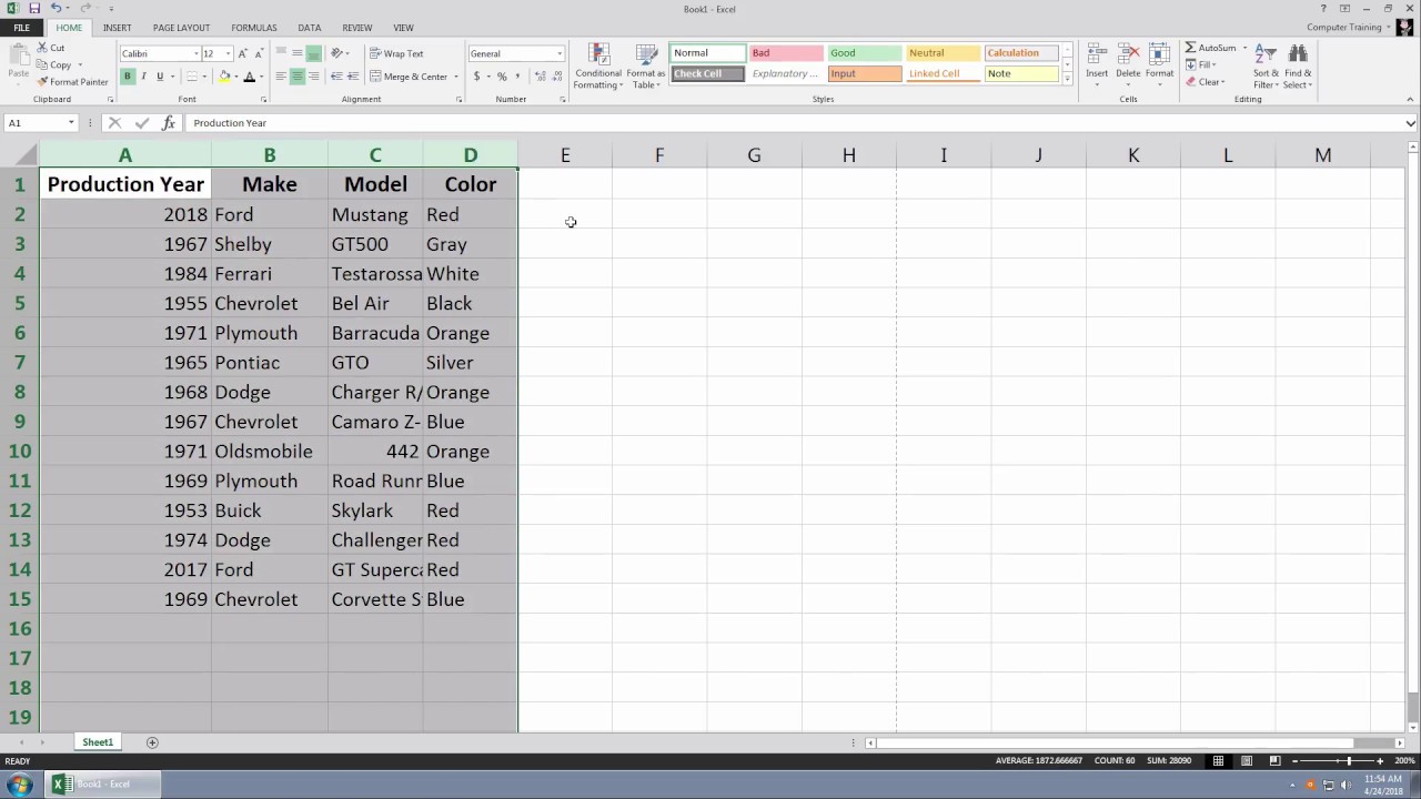 Microsoft Excel 2013 - Basic Overview - YouTube