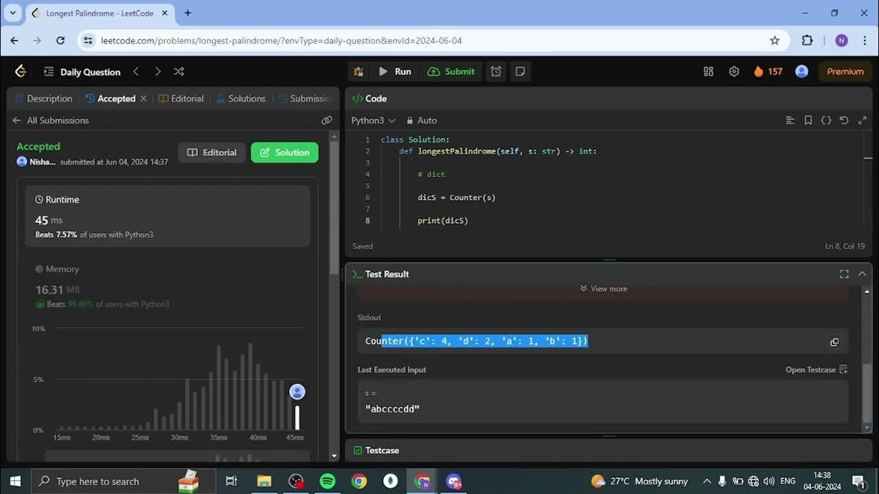 409 Longest Palindromeleetcode156python Youtube
