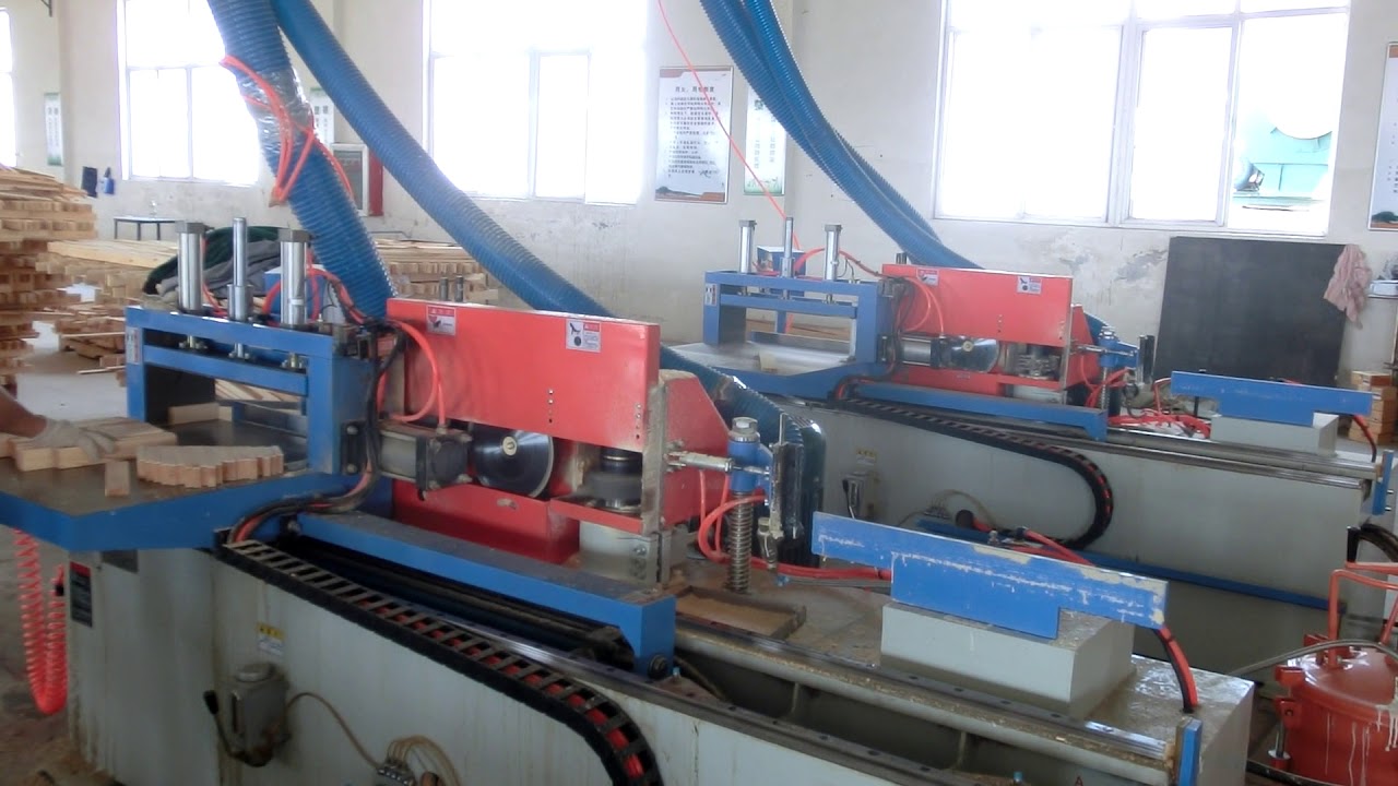 Auto finger joint tenoner machine with glue system - YouTube