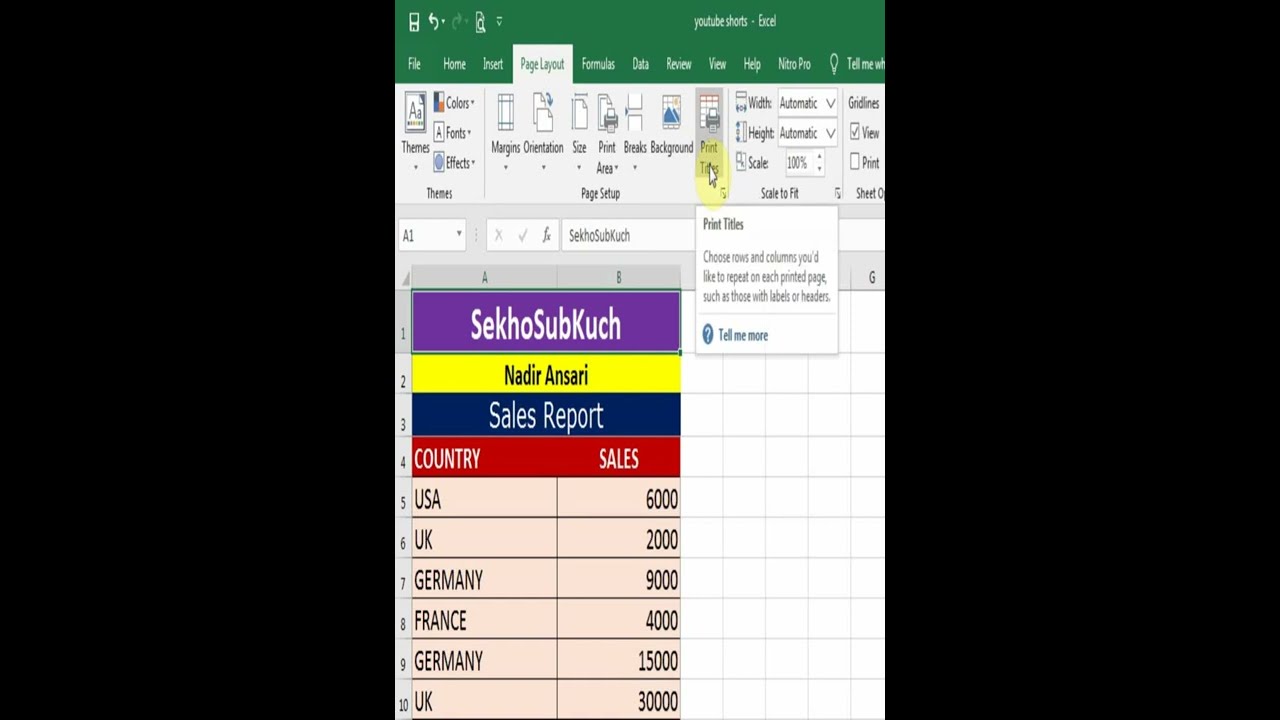 Repeat Heading In Excel For Printing YouTube Repeat Heading In Excel For Printing YouTube